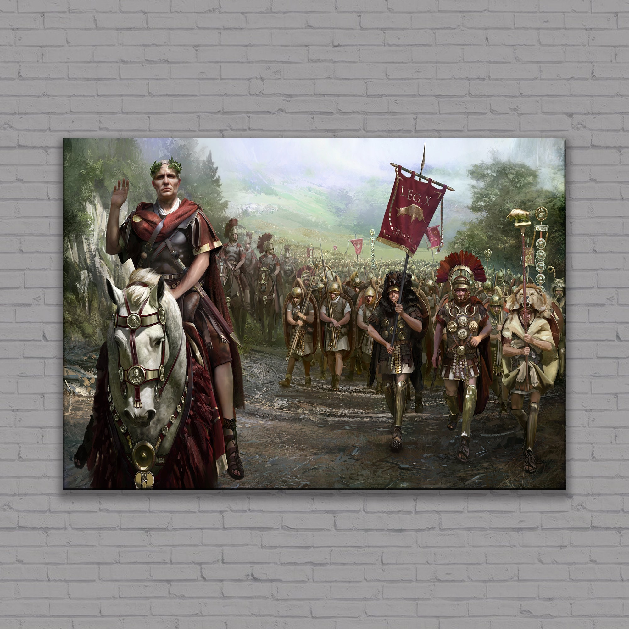 Julius Caesar and Army Canvas, War Poster, Historical Art, L - Inspire ...