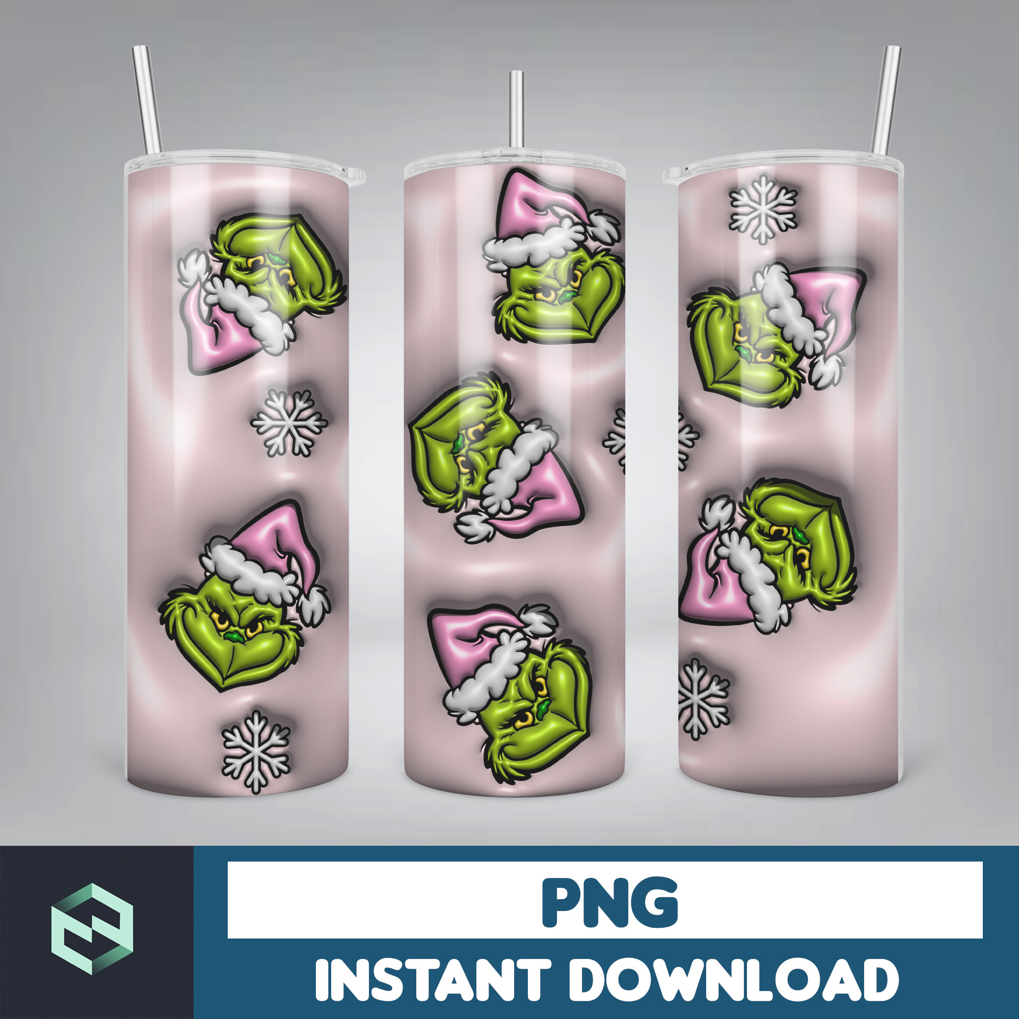 Inflated 3D Puff Pink Grinch Christmas Bubble 20 oz, 20 oz S | Inspire ...