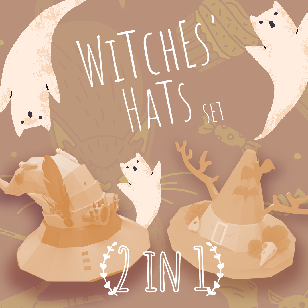 Halloween decor Witches' Hats set, 3D constructor, polygonal | Inspire ...