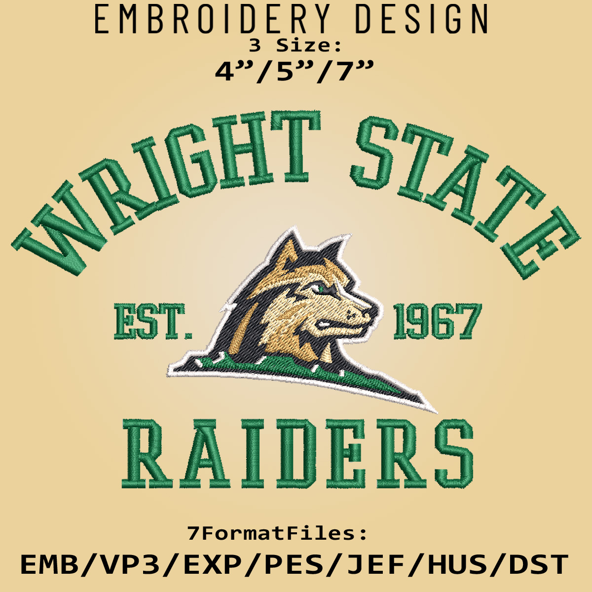 Wright State Raiders embroidery design, NCAA Logo Embroidery | Inspire ...