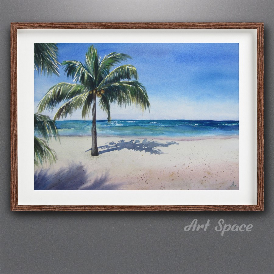 Watercolor painting, original, Favorite palm trees, unusual - Inspire ...