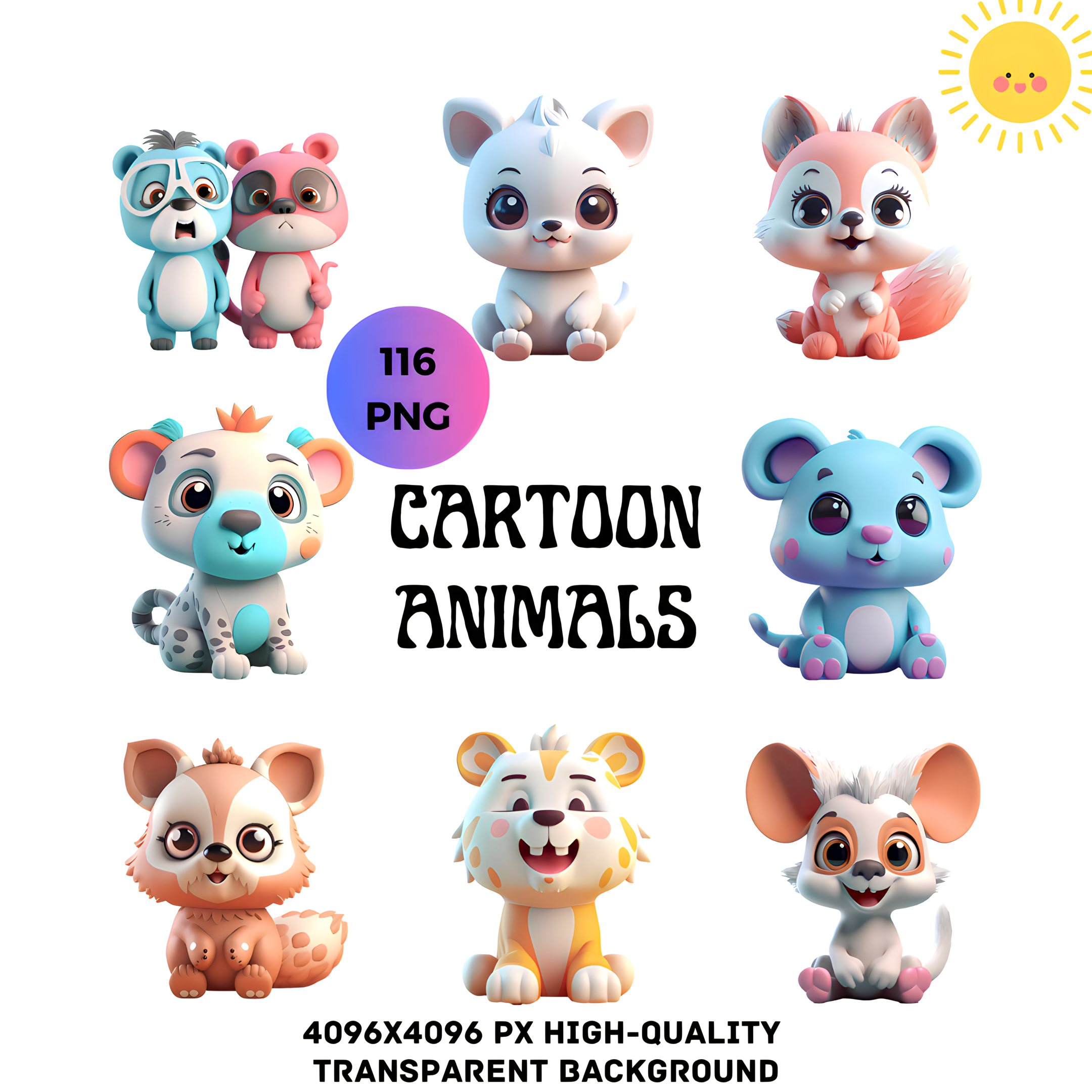 116 High Resolution Cartoon Animals, High Quality Cute Cart - Inspire ...