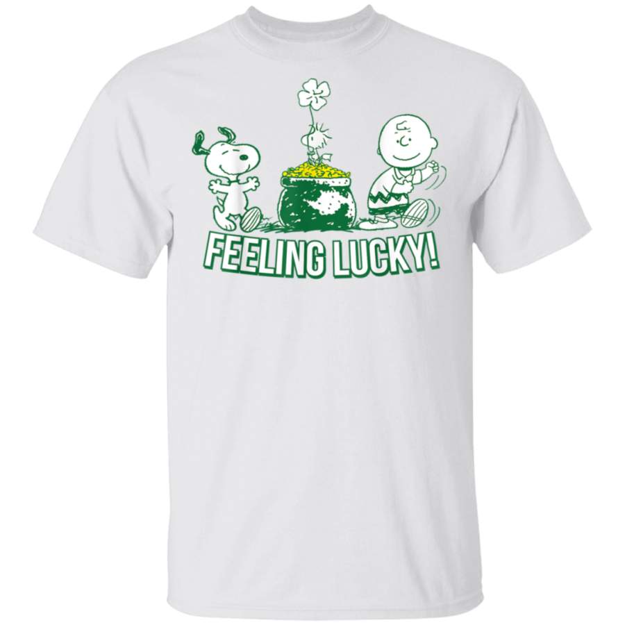 Peanuts Snoopy Woodstock and Charlie Brown Feeling Lucky T-S - Inspire ...