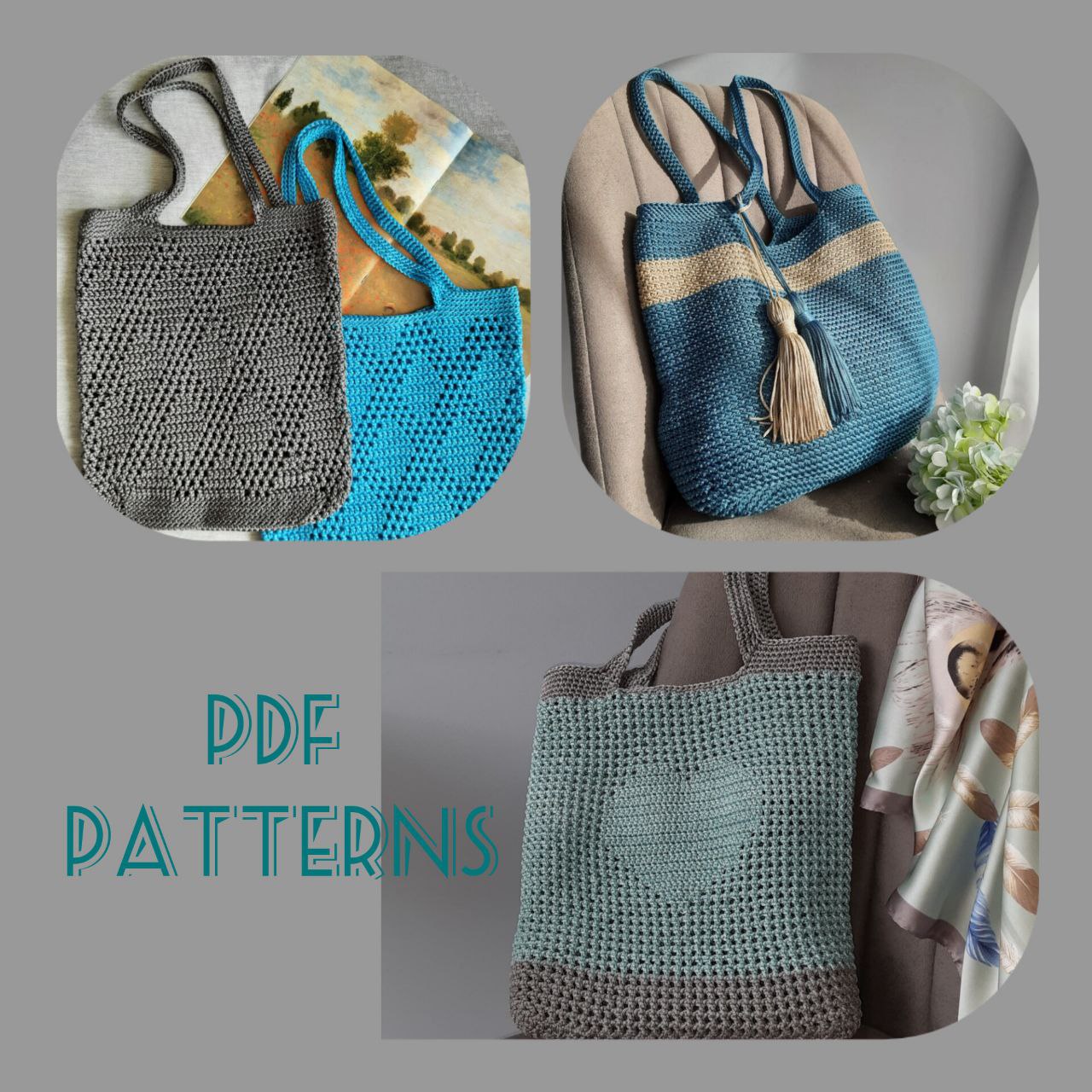 Set of three PDF bag patterns easy tutorial for beginners | Inspire Uplift