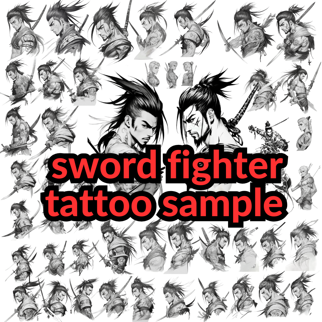 Sword Fighter Drawing Tattoo PNG Files, Digital Download, Ta | Inspire ...