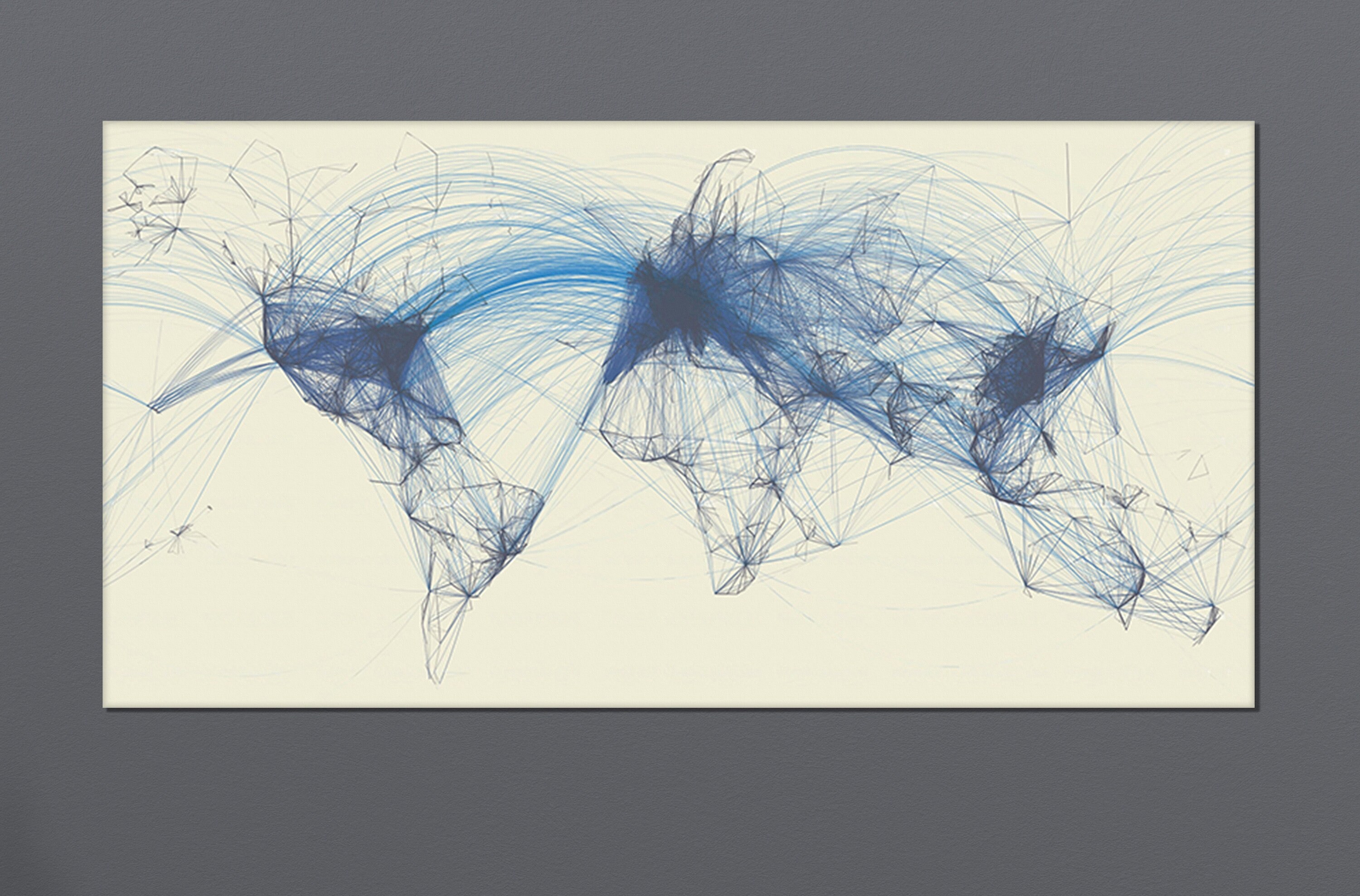 Flight Routes World Map Canvas, Air Traffic Poster, Flight P | Inspire ...