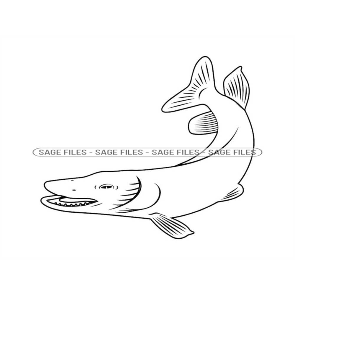 Northern Pike Outline 6 SVG, Fishing Svg, Fish SVG, Fishing - Inspire ...