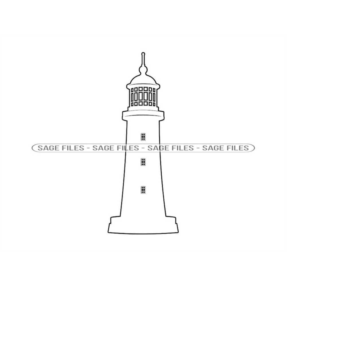Lighthouse Outline 3 SVG, Nautical Svg, Lighthouse Clipart, - Inspire ...