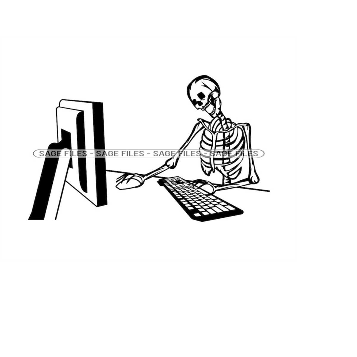 Skeleton On Computer SVG, Skeleton Svg, Computer Svg, Work S | Inspire ...