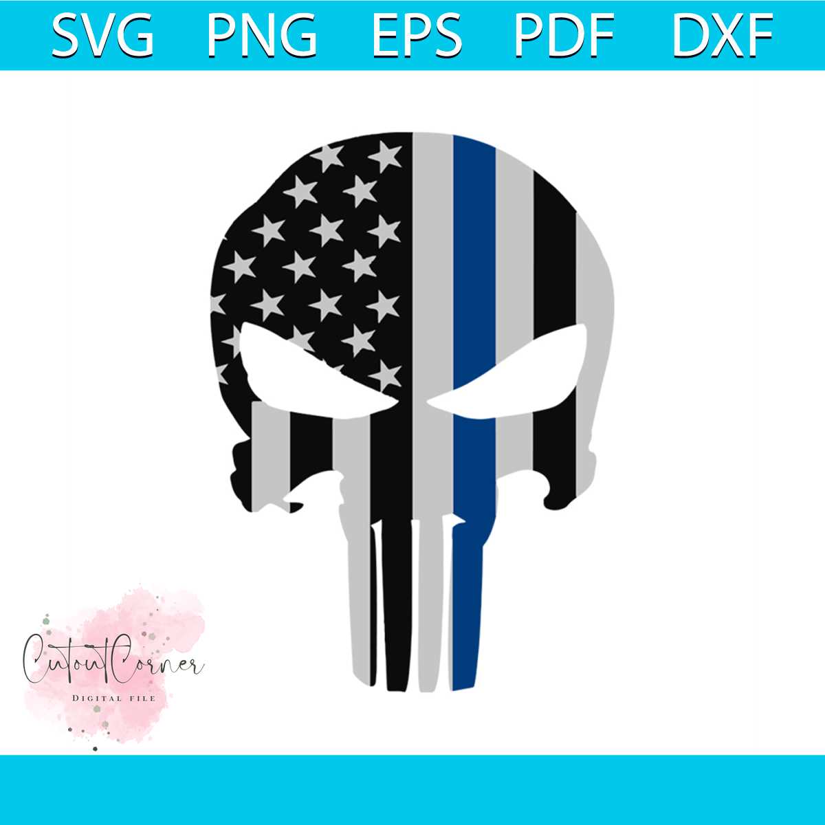 Punisher Skull Police Thin Blue Line svg | Inspire Uplift