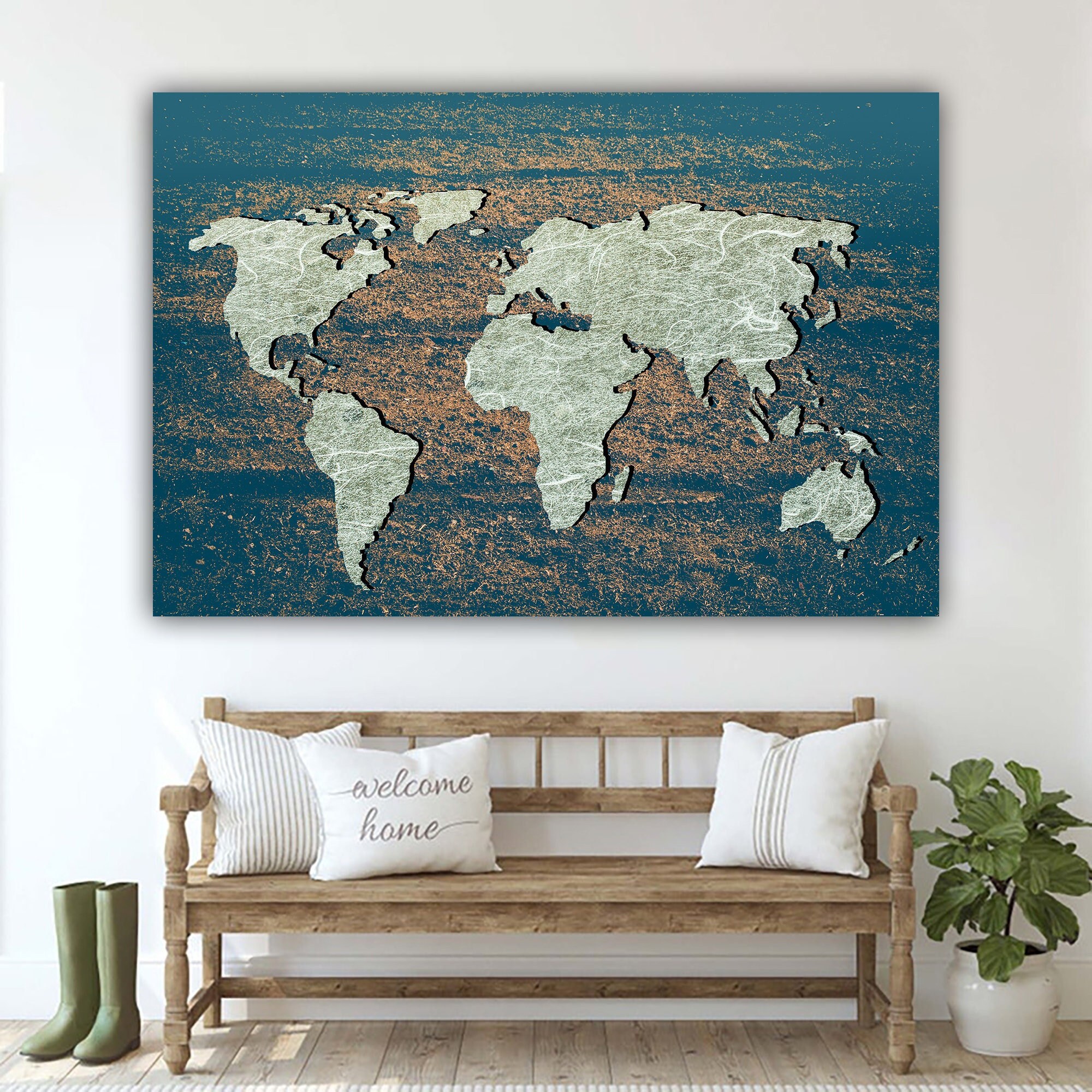 World Map Canvas Paintingtumbled World Mapwall Map,Decorcanv - Inspire ...