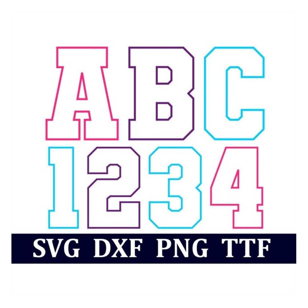 Varsity Outline SVG/DXF/PNG .ttf, Block Letters, School Let | Inspire ...