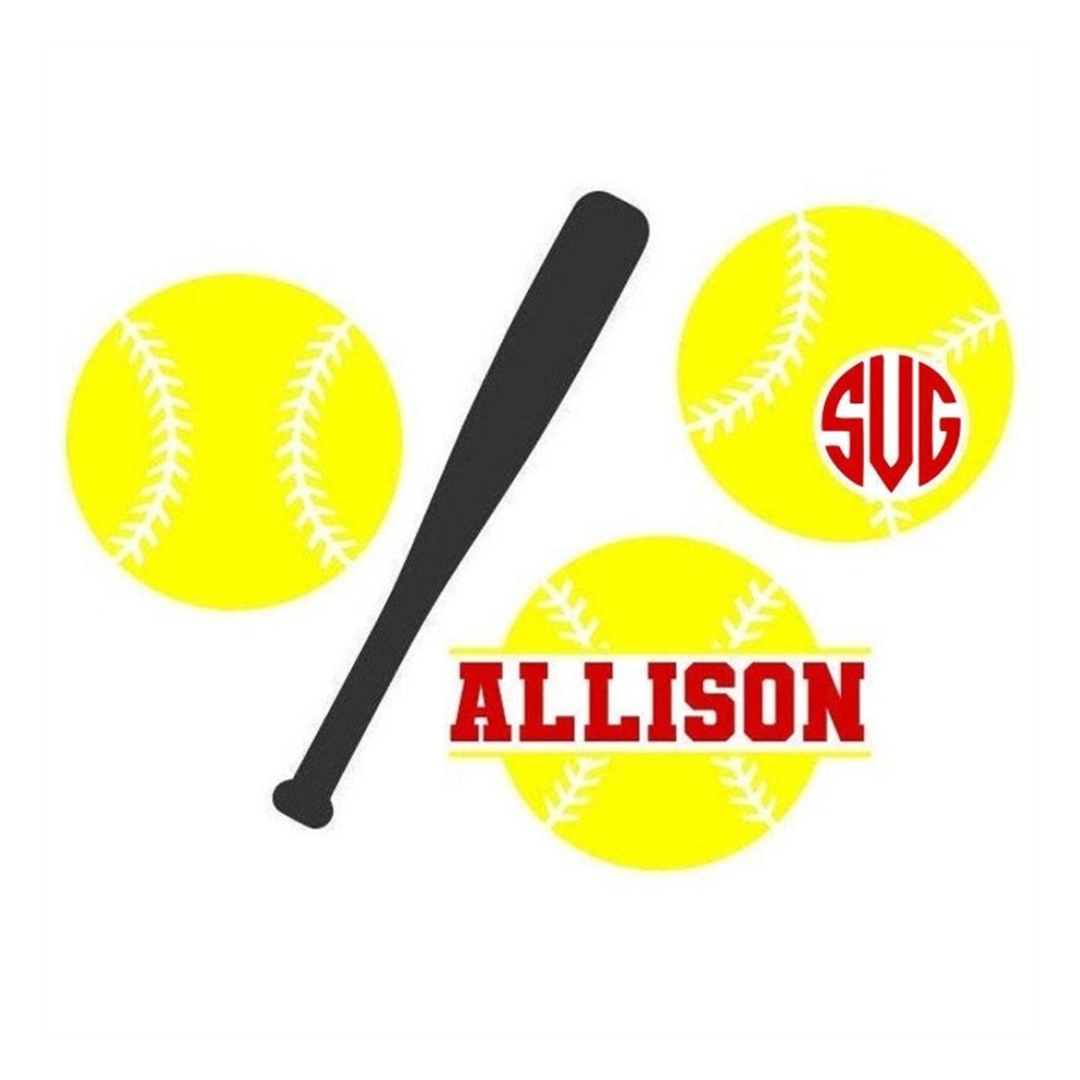 Softball SVG Frames, Monogram Frame SVG, Bat SVG, Digital Do | Inspire ...