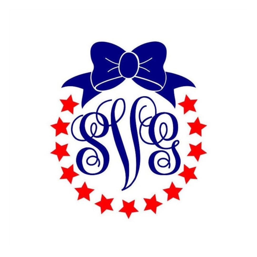 Stars Monogram/Bow SVG, Monogram Frame SVG, Patriotic, Digit | Inspire ...