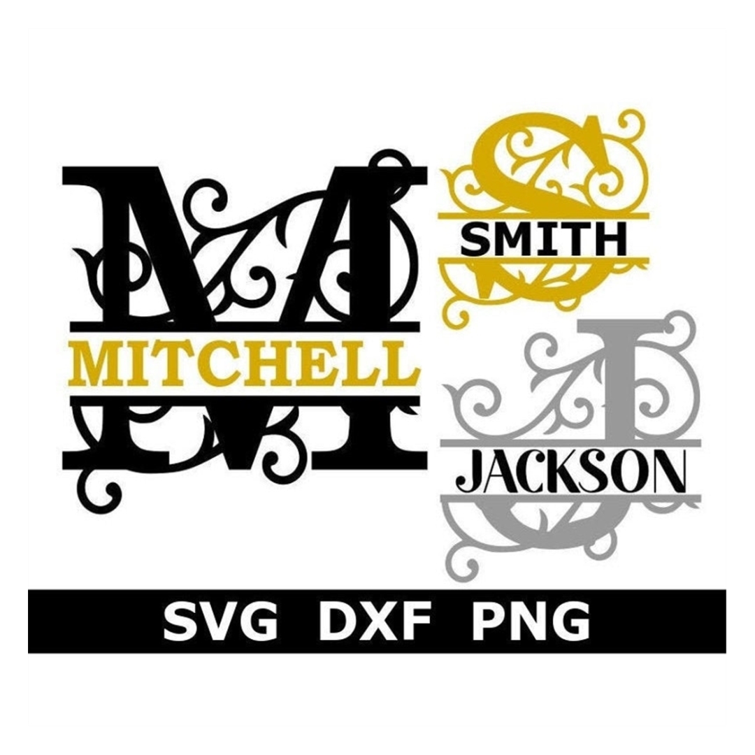 Split Monogram SVG/DXF/PNG, Split Monogram Alphabet, Digital | Inspire Uplift