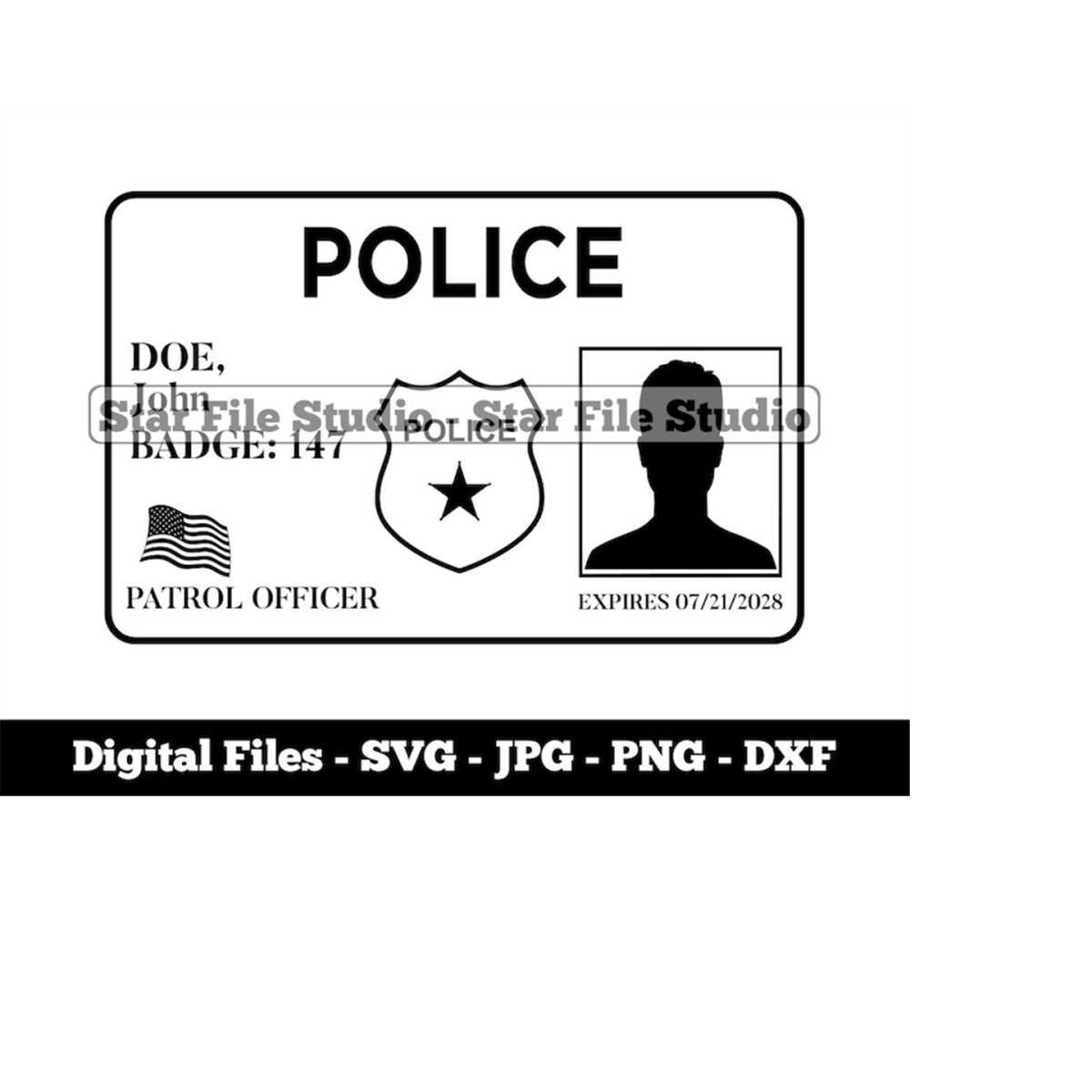 Police ID Template 4 Svg, Police Svg, Law Enforcement Svg, P - Inspire ...