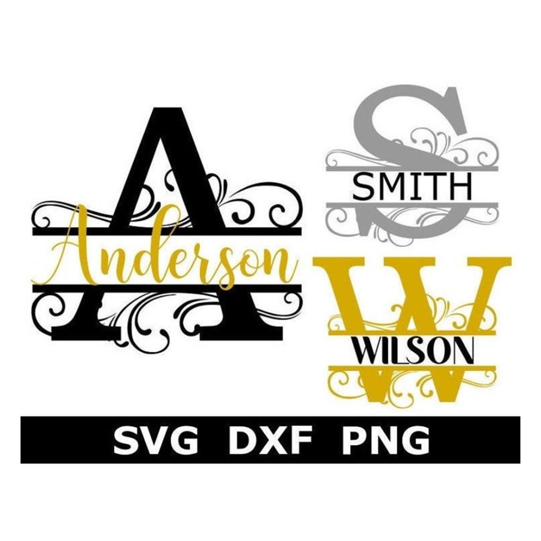 Split Monogram SVG/DXF/PNG, Split Monogram Frame Alphabet, F | Inspire ...