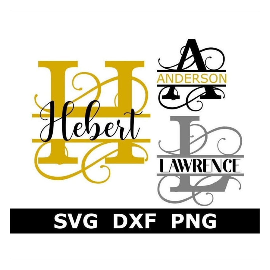 Split Monogram SVG/DXF/PNG, Split Flourish Frame Alphabet, F | Inspire ...