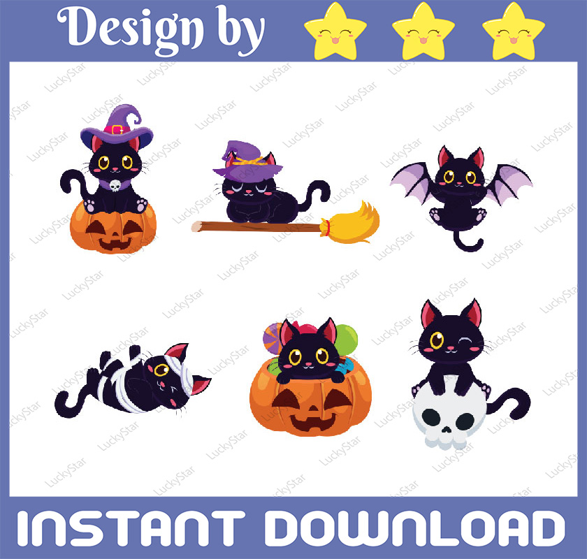 Halloween Cats Bundle PNG, Cute Halloween Cats png for subli | Inspire ...