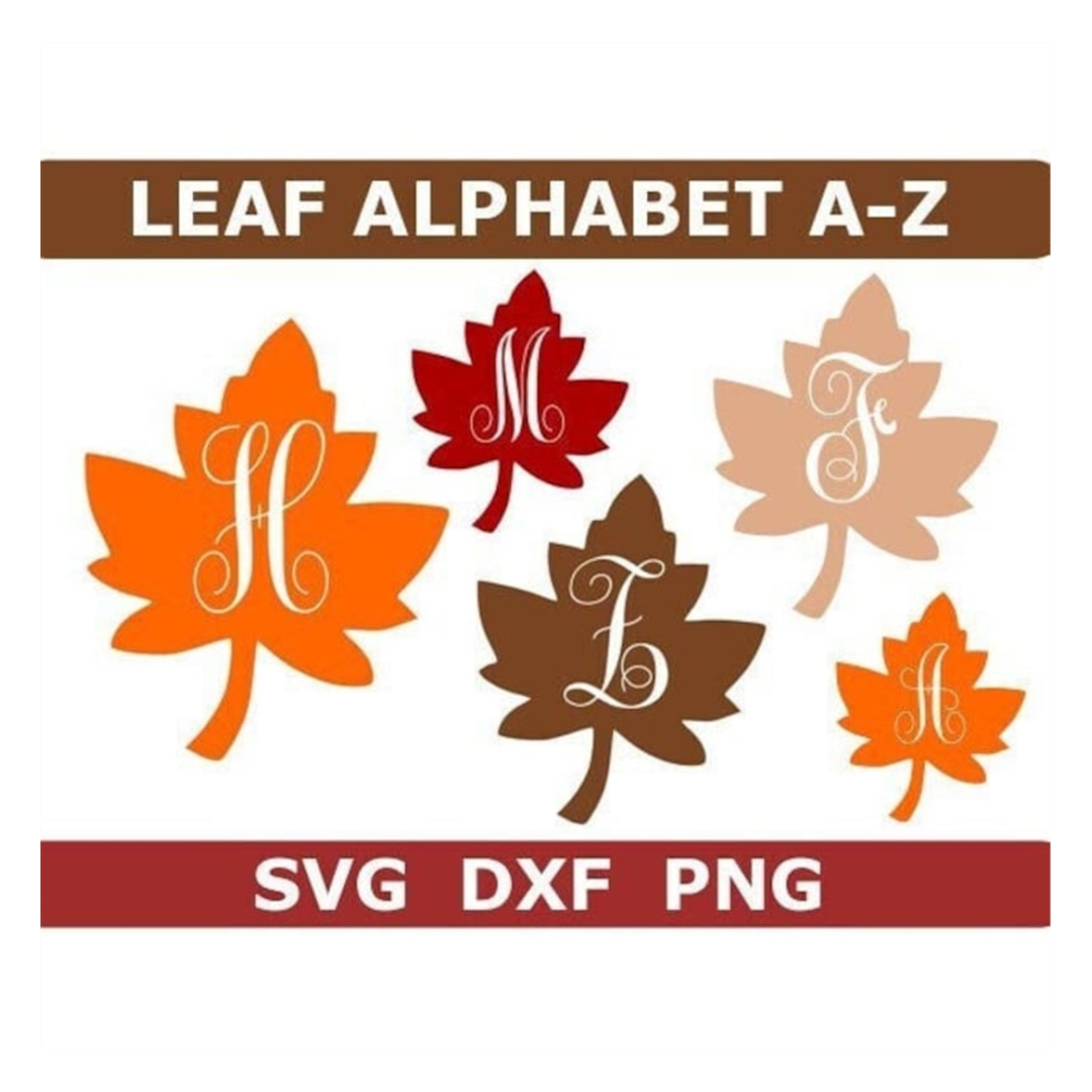 Leaf Monogram SVG/DXF/PNG, Leaf Fancy Letters Alphabet, Digi | Inspire ...