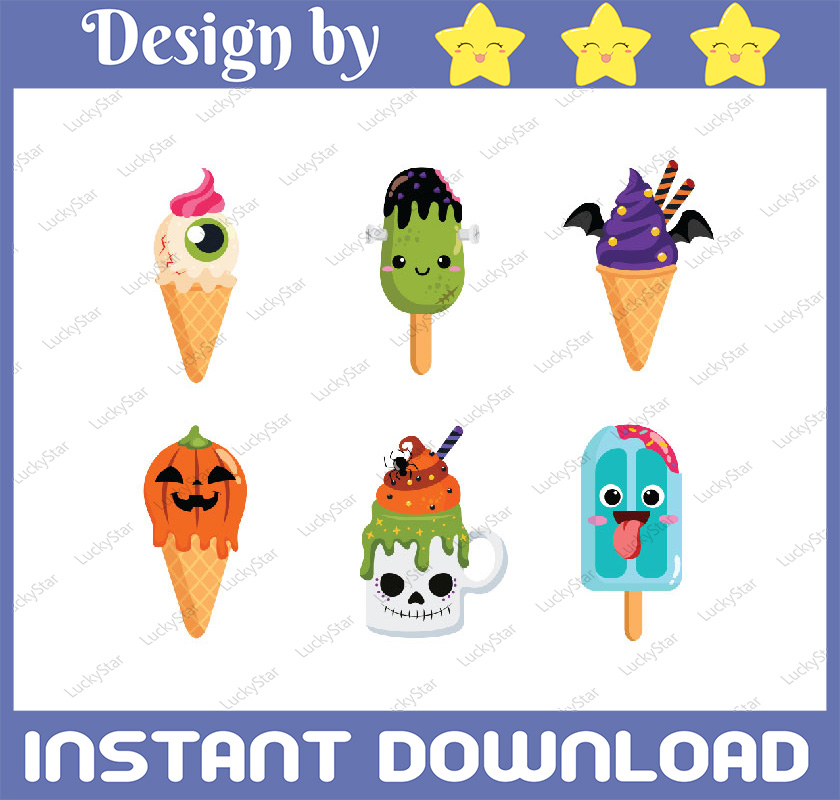 Ice Cream PNG Bundle, Halloween Ice Cream Clip Art, Graphics | Inspire ...