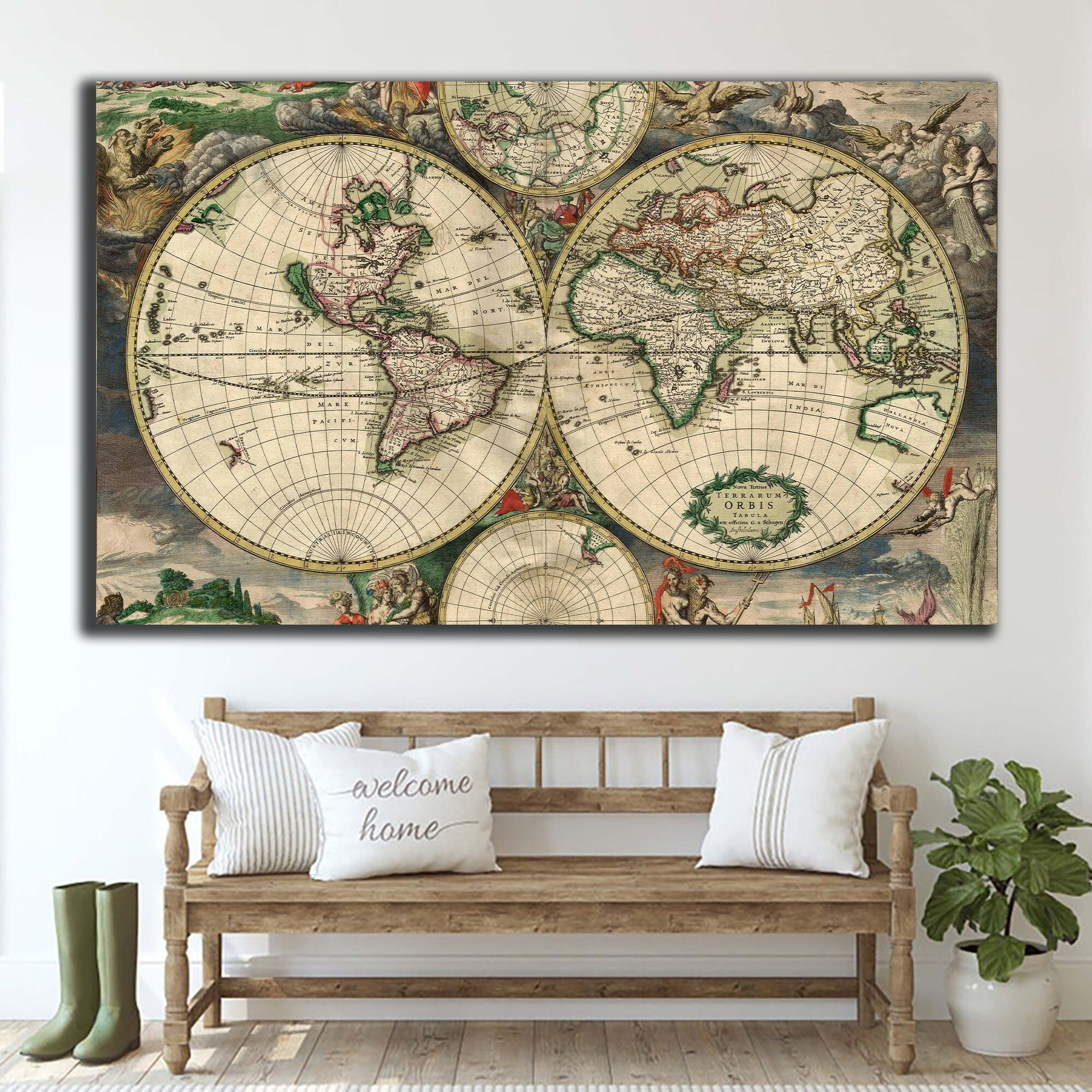 Vintage World Map, World Map Poster, Antique Style World Map | Inspire ...