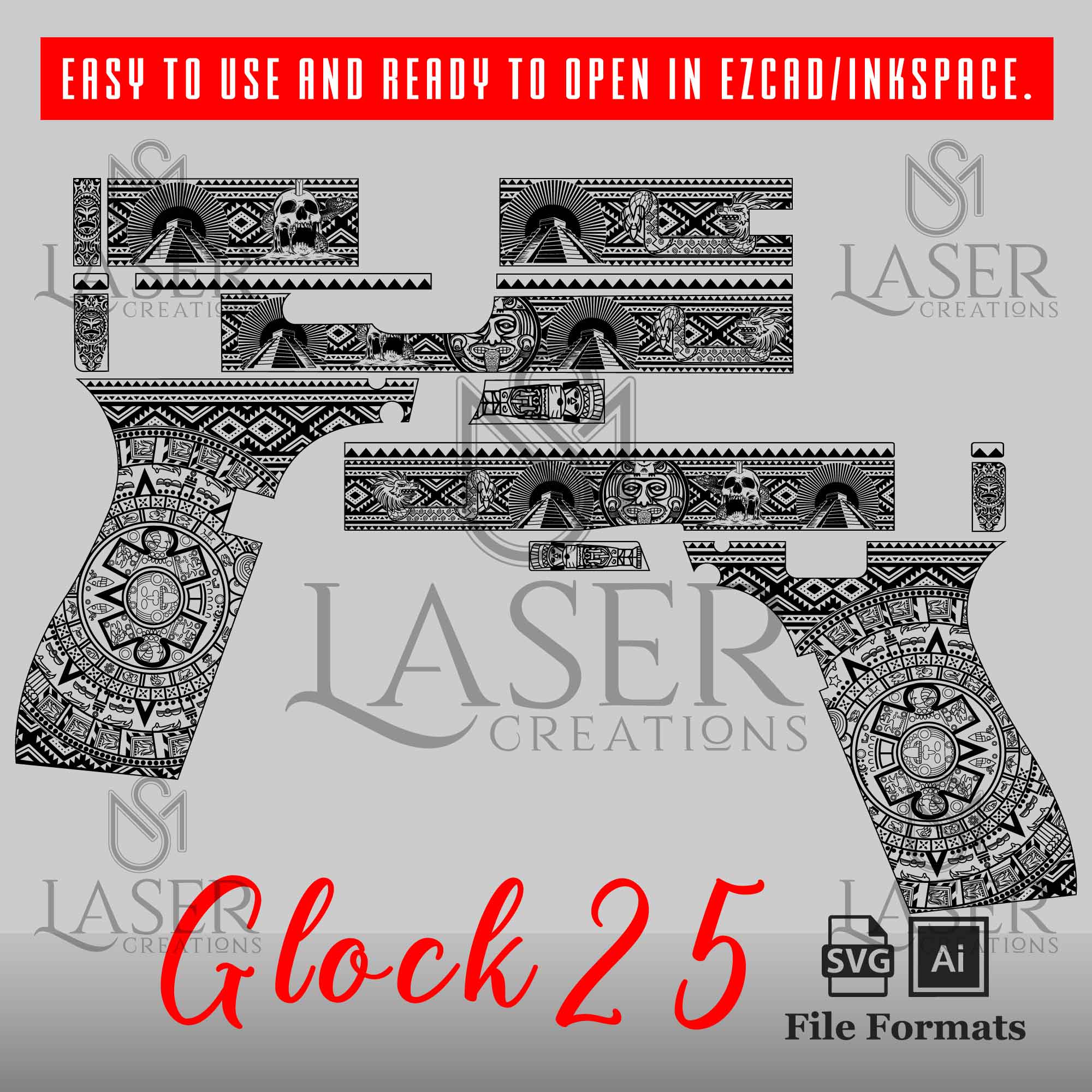SM-Laser-Creations---Glock 25 aztec design | Inspire Uplift