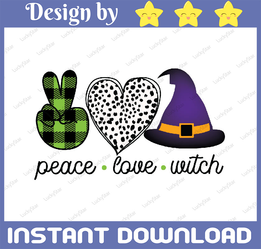 Peace Love Witch Sublimation Png, Witches Png, Peace Love Su - Inspire ...