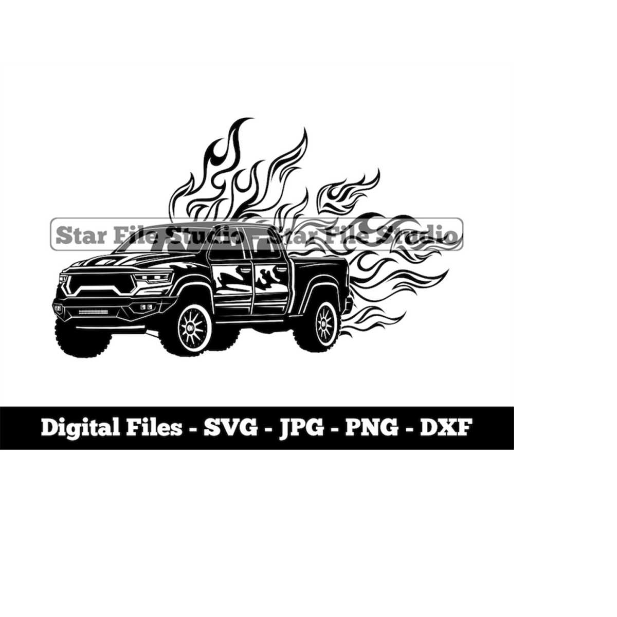 Flaming Pickup Truck Svg, Pickup Truck Svg, Truck Svg, Picku - Inspire ...