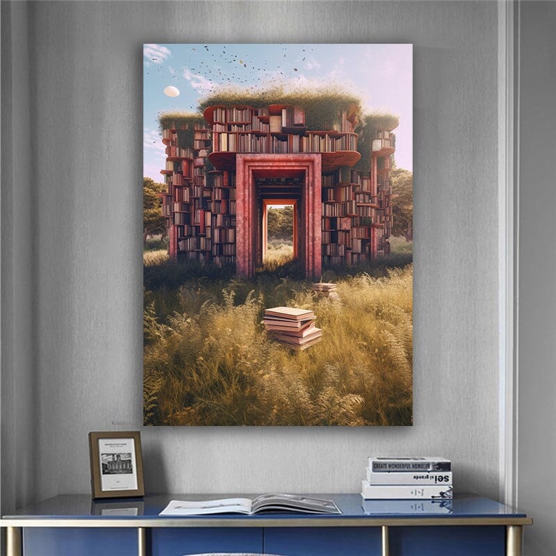 Library Canvas, Book Art, Library Surreal Wall Art, Library | Inspire ...