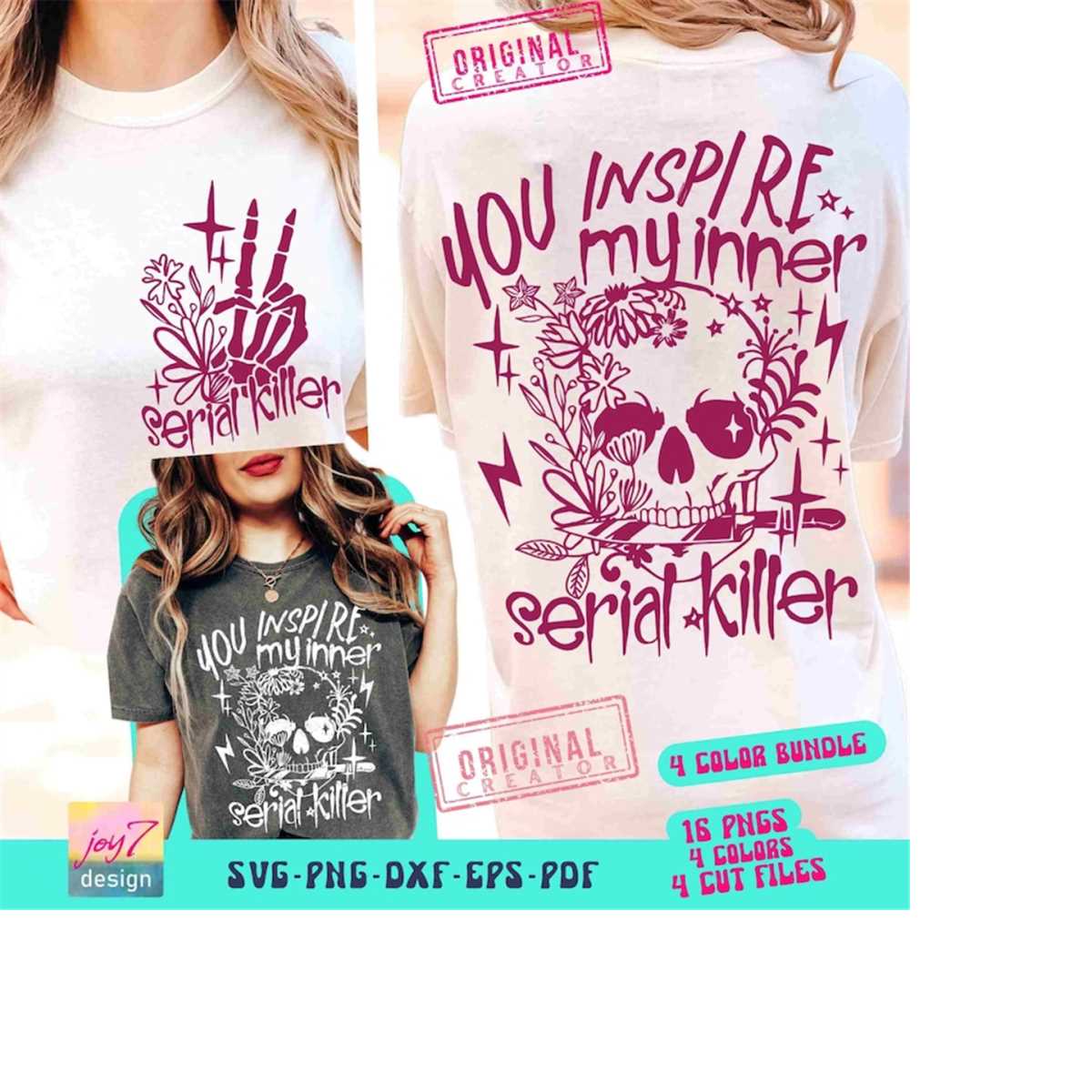 Funny Adult Serial Killer Sarcasm SVG PNG Flower Skull Horro | Inspire ...
