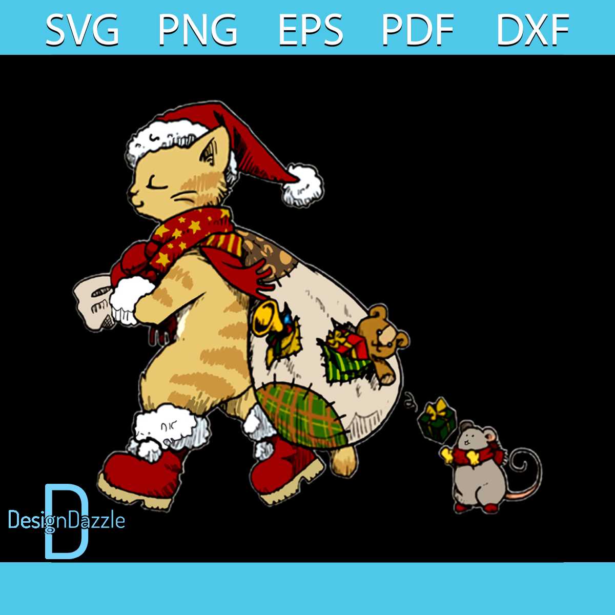 Cat And Mouse Svg, Animal Svg, Cat Svg, Mouse Svg, Santa Hat | Inspire ...