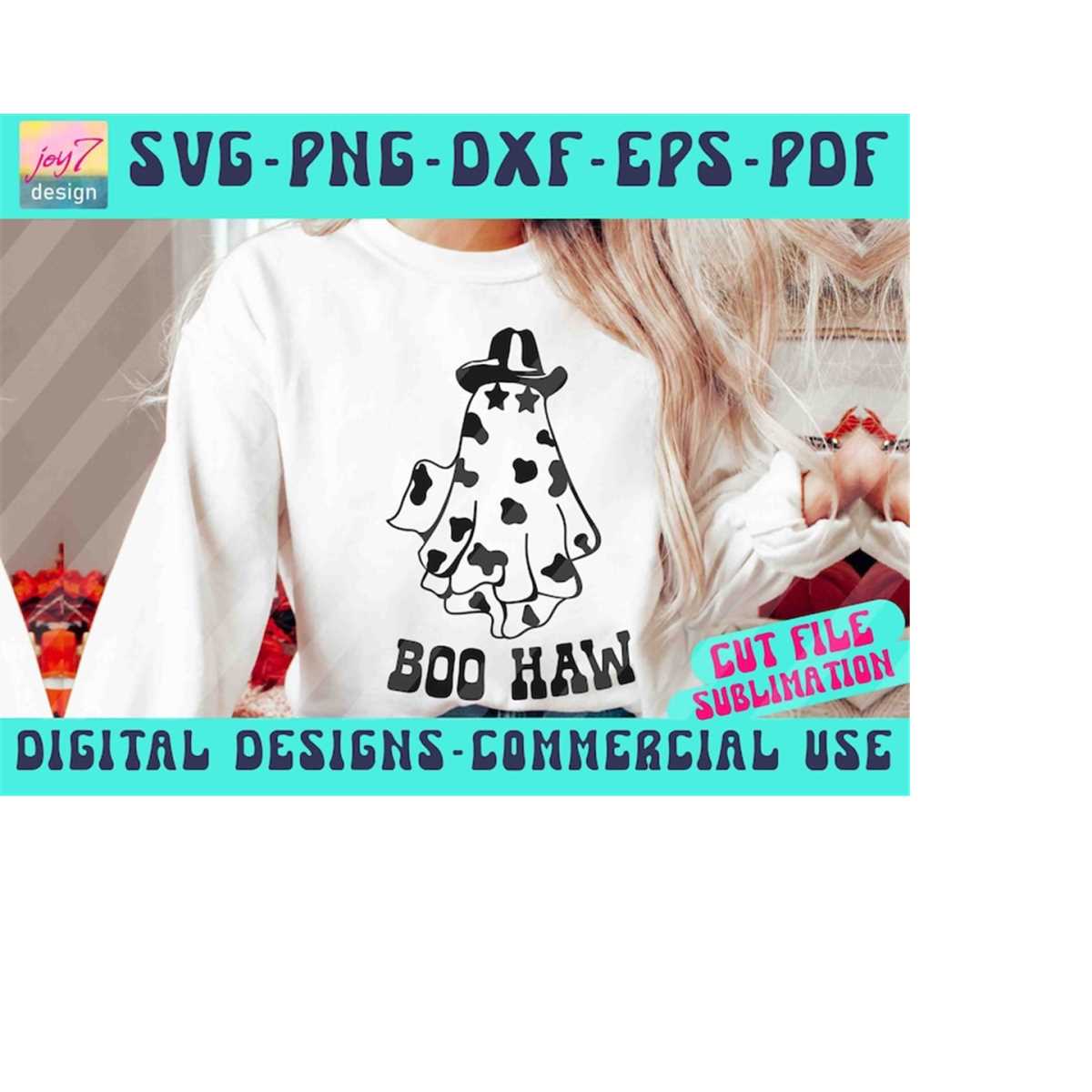 Ghost SVG PNG, Cowboy Svg, Boo Haw Svg, Spooky vibes svg, Sc | Inspire ...