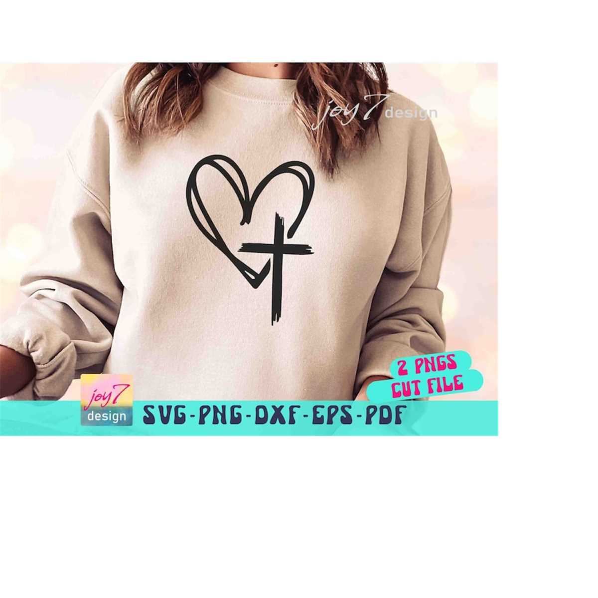 Cross in Heart SVG PNG Heart Cross Svg, Heart Cross Png, Chr - Inspire ...
