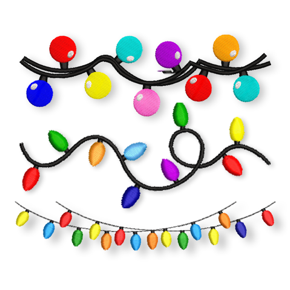 Christmas lights machine embroidery design. Christmas embroi | Inspire ...