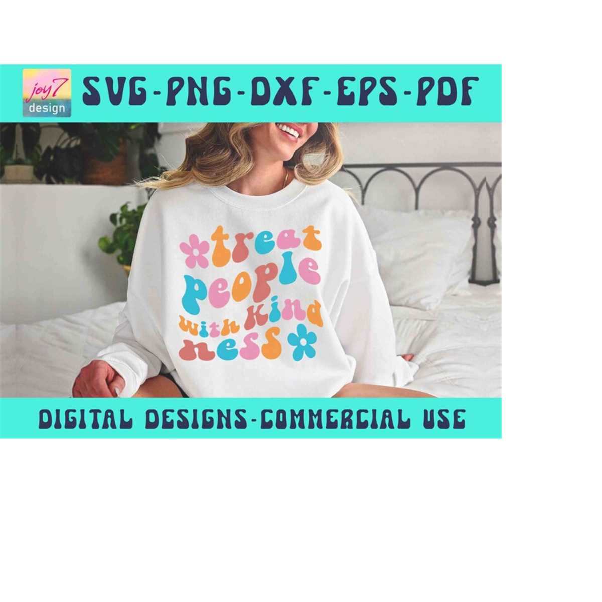 Treat people with Kindness SVG PNG Boho retro Svg Mental hea | Inspire ...