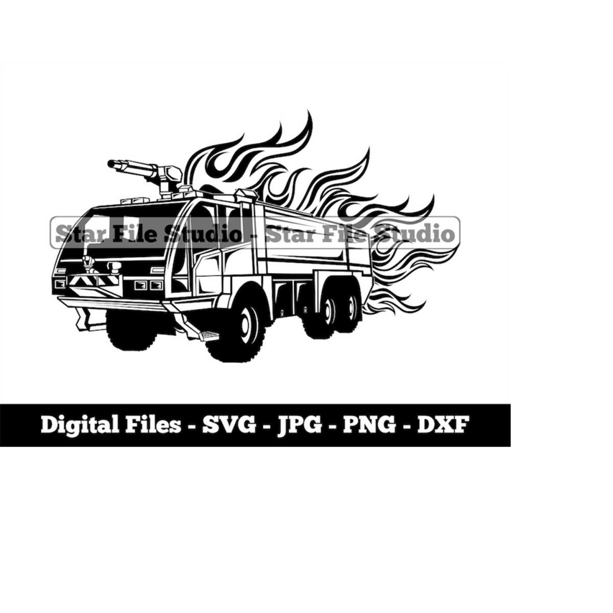 Flaming Fire Truck Svg, Firetruck Svg, Fire Engine Svg, Fire - Inspire ...