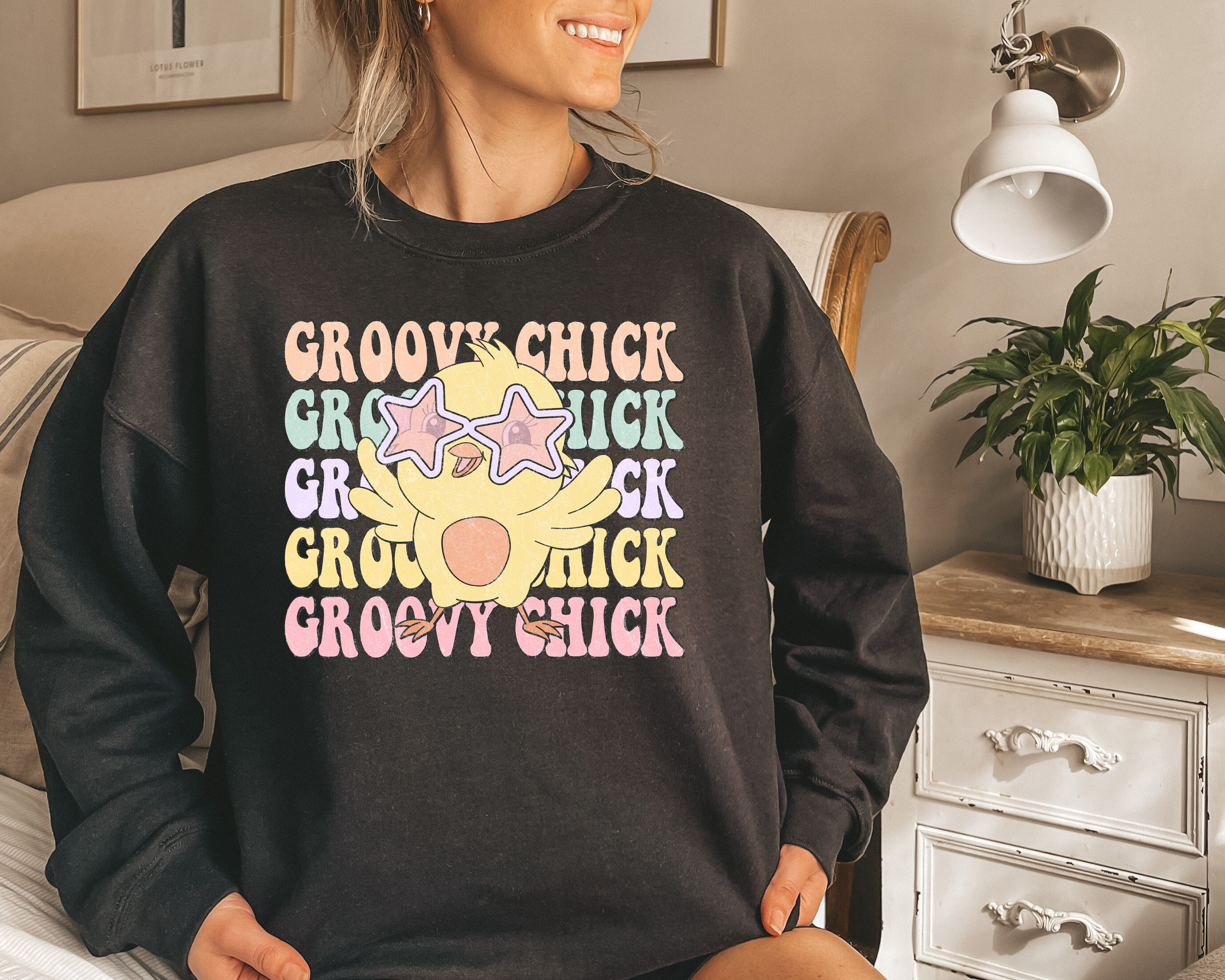 Groovy Chick Sweatshirt, Easter Holiday Sweatshirt, Chick wi | Inspire ...