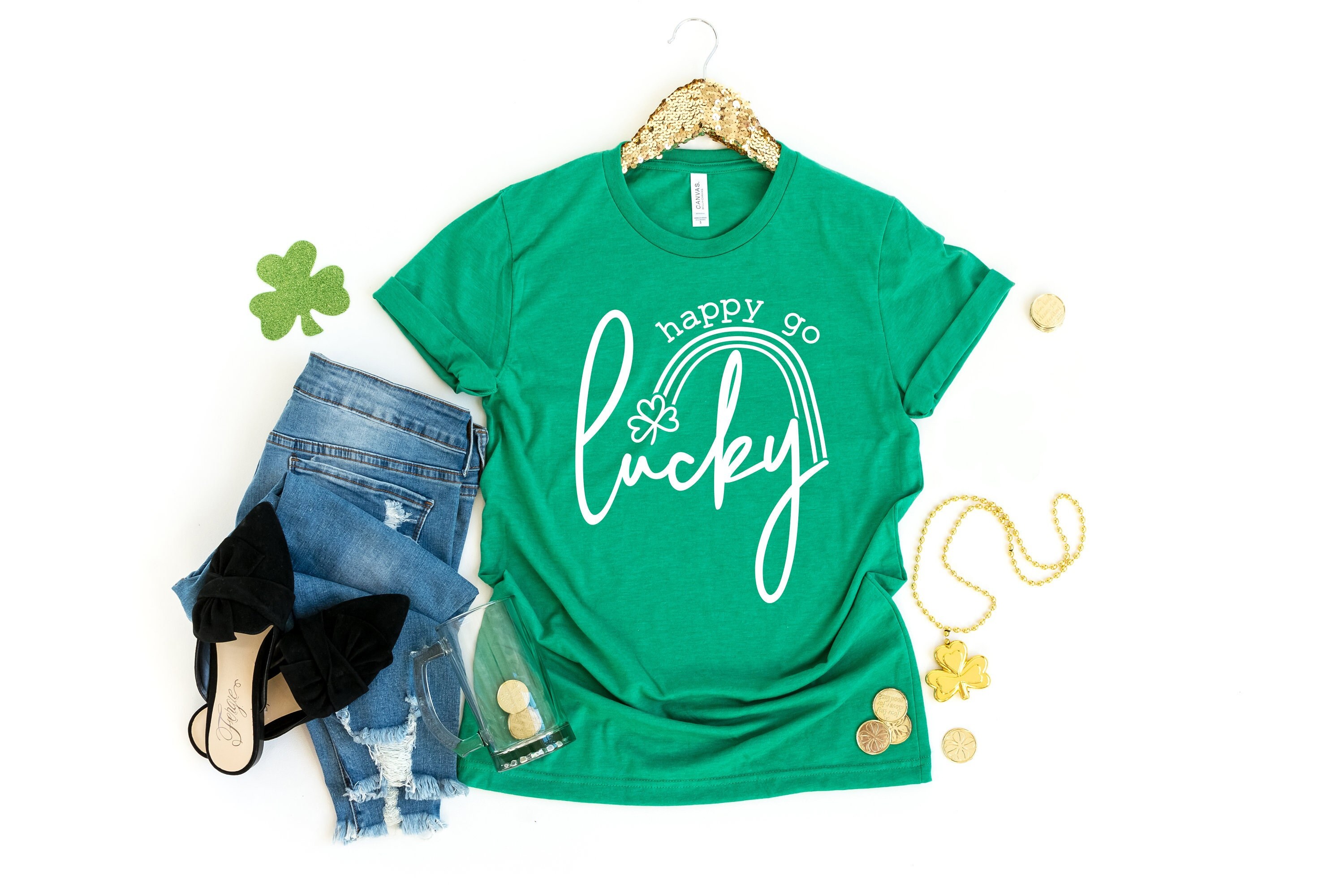 Happy Go Lucky Shirt, St Patricks Day, Cute Lucky Tee, Shamr | Inspire ...