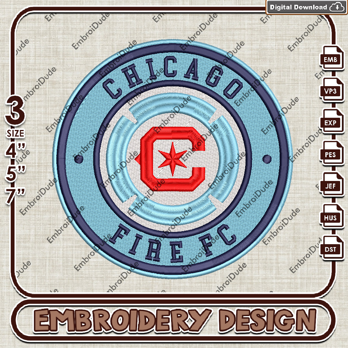 Chicago Fire FC embroidery design, MLS Logo Embroidery Files | Inspire ...