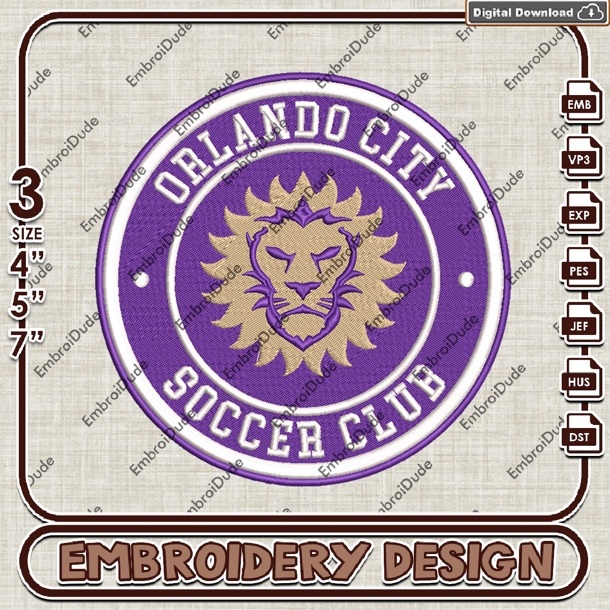 Orlando City SC embroidery design, MLS Logo Embroidery Files | Inspire ...