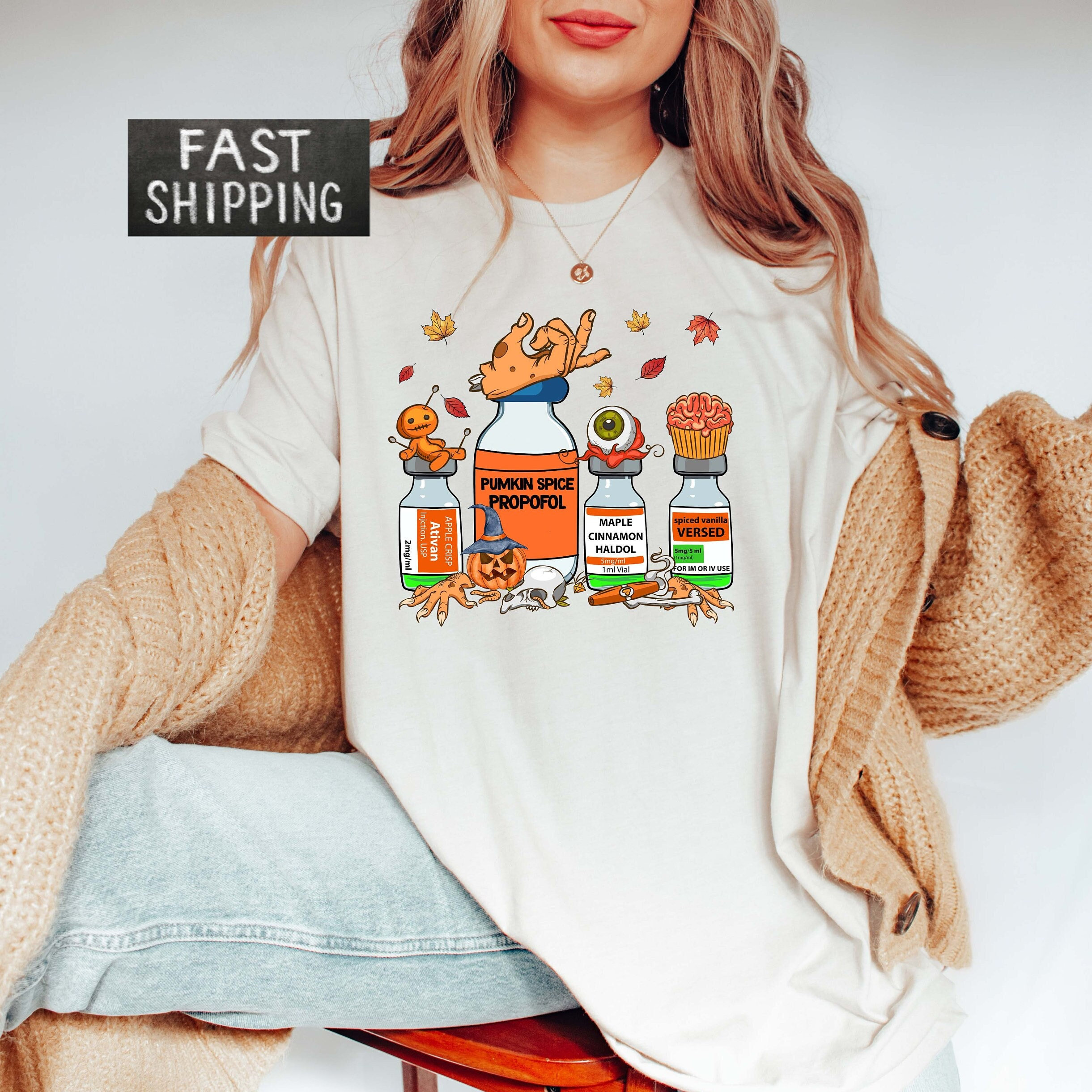 Spooky Nurse T-Shirt, Halloween Nurse Pills Shirt, Pumpkin S - Inspire ...