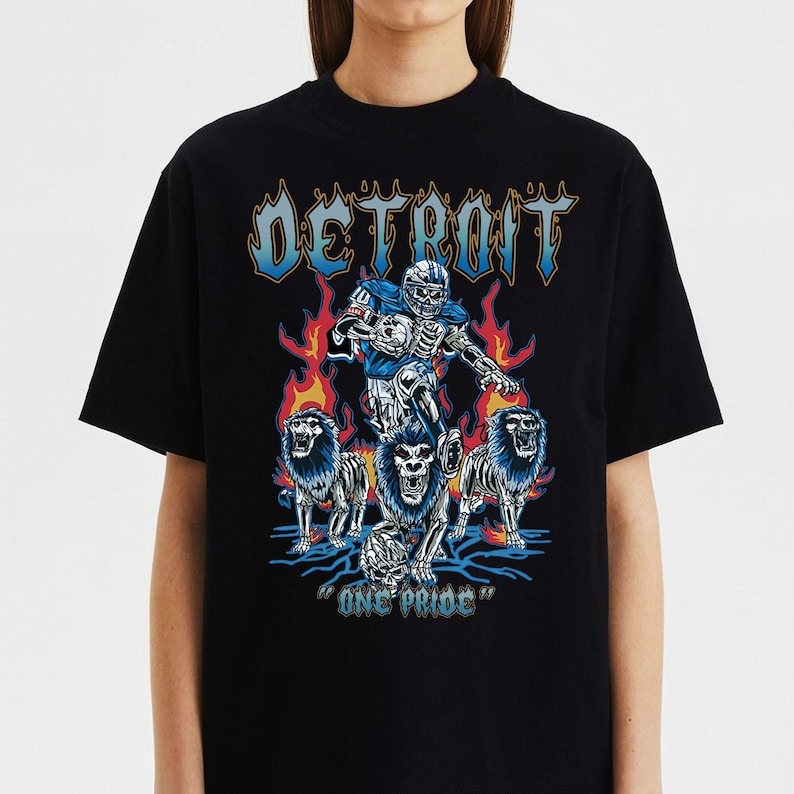 Detroit Lions One Pride shirt, skeleton design, Football shi | Inspire ...