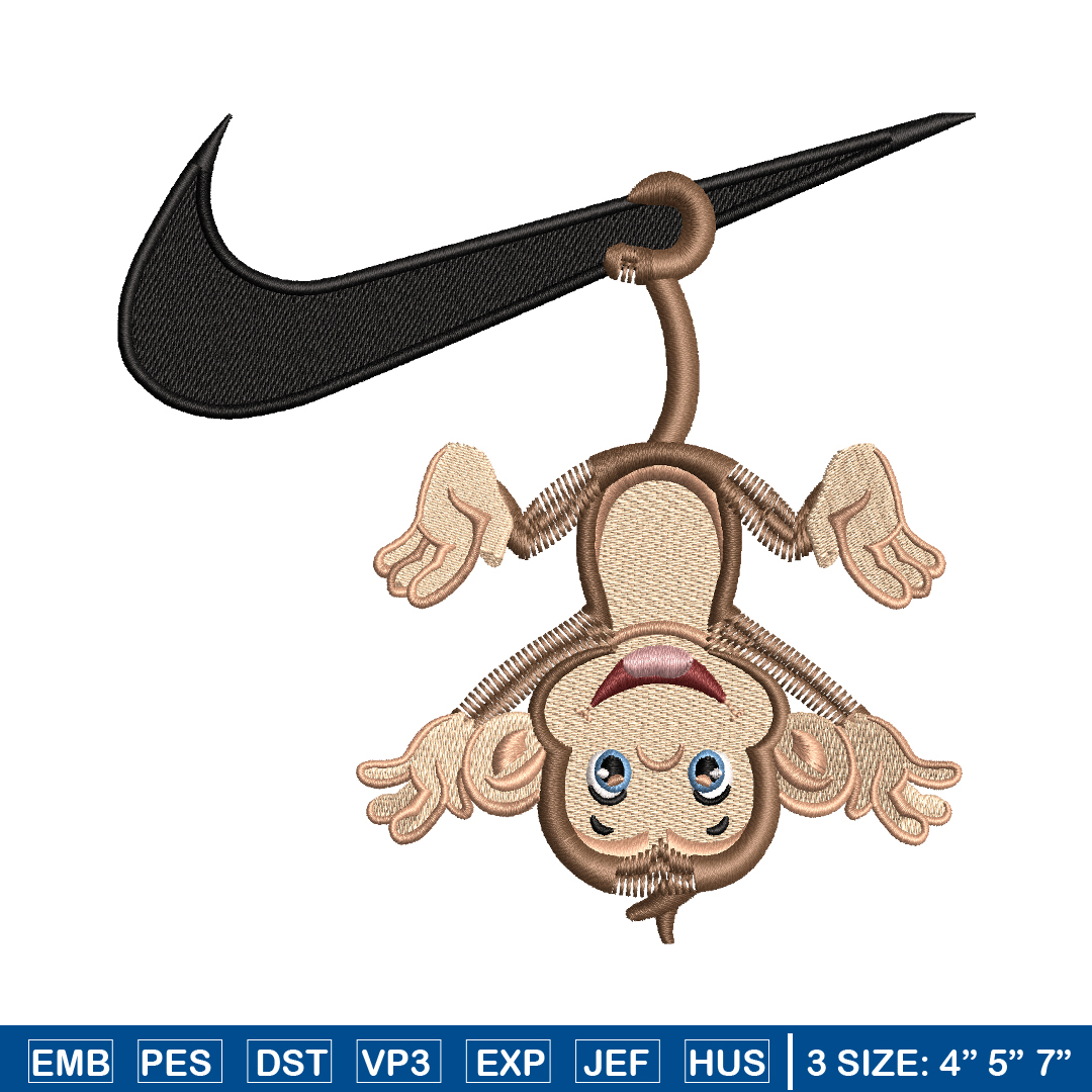 Monkey Nike logo embroidery design, Monkey Nike embroidery, | Inspire ...