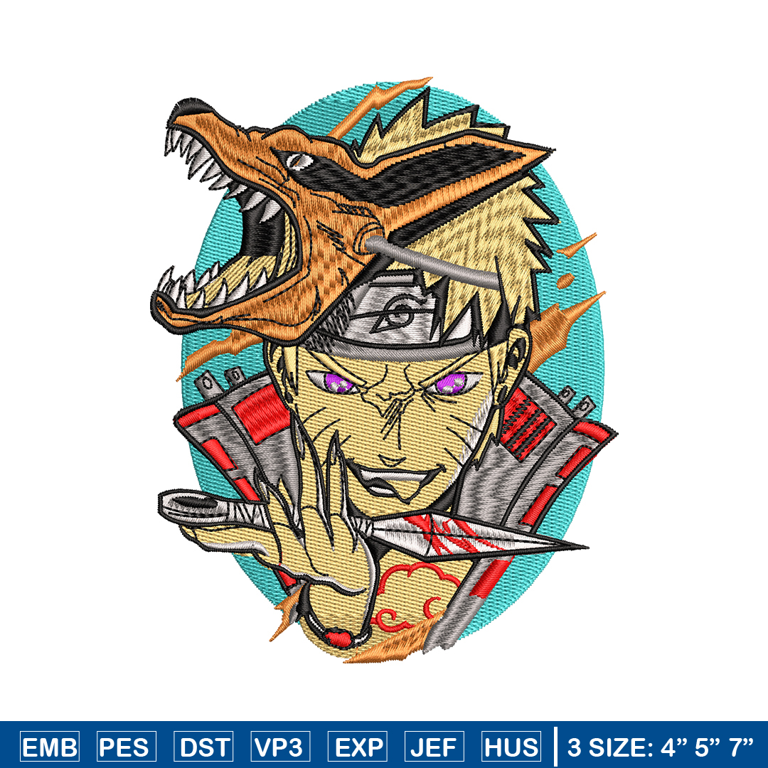 Naruto kurama mask embroidery design, Naruto embroidery, emb - Inspire ...