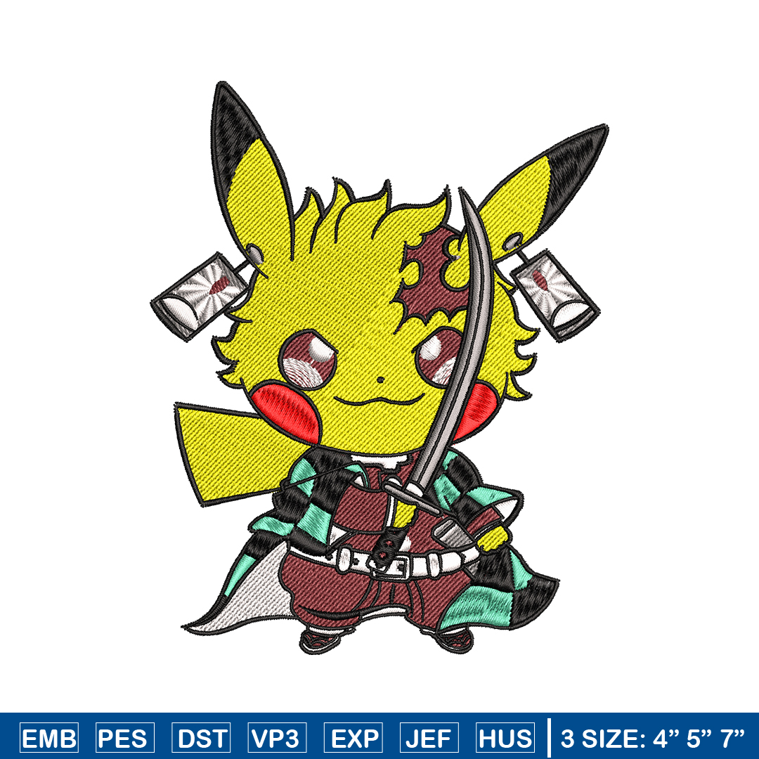 Pikachu Tanjiro Demon embroidery design, Pokemon embroidery, | Inspire ...