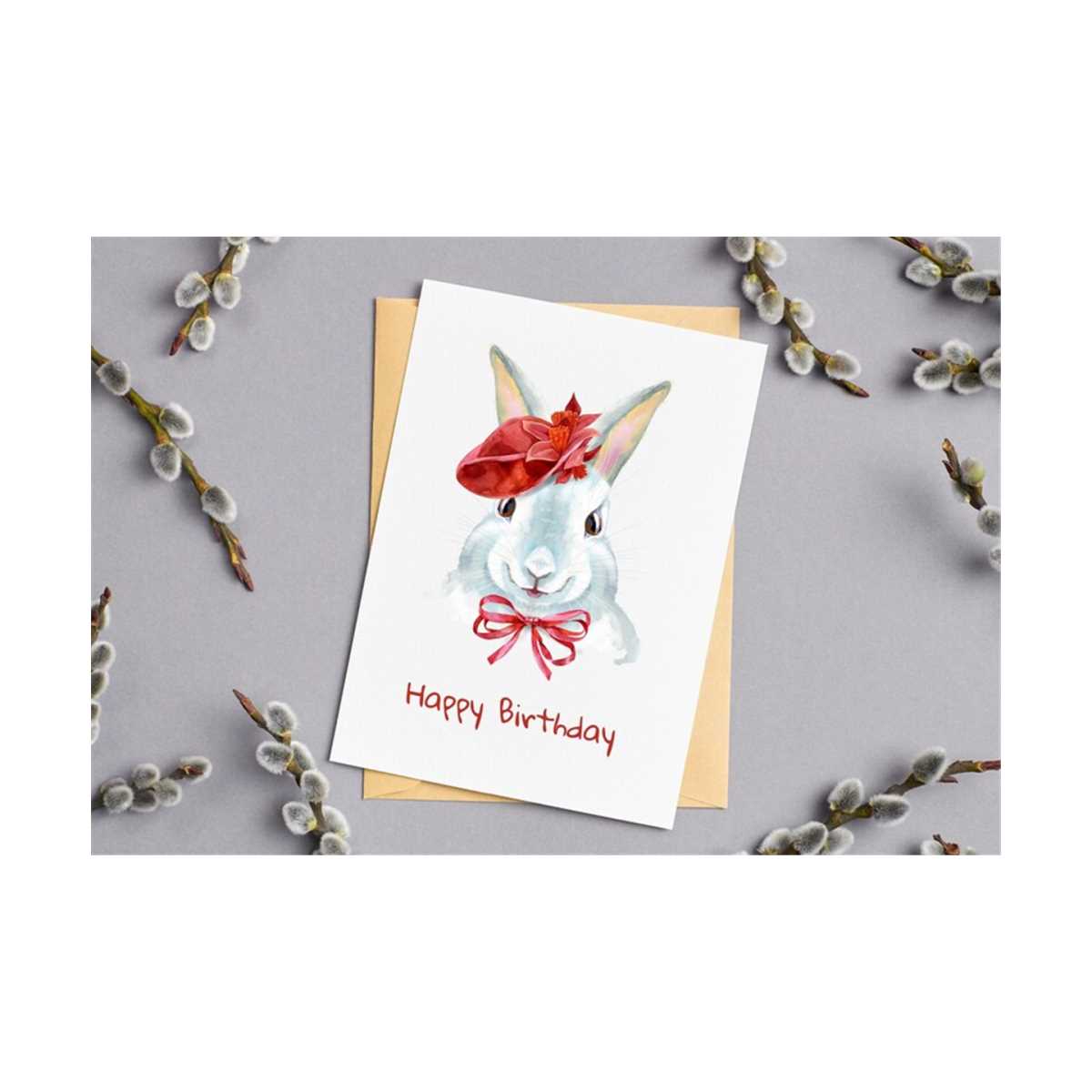 Bunny Birthday card printable, Digital blank birthday card p | Inspire ...