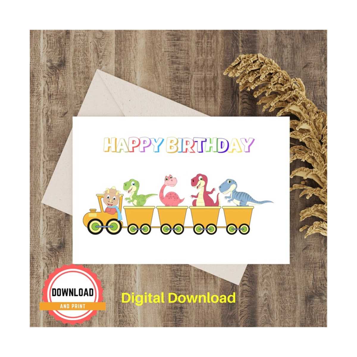 PRINTABLE Birthday Card Birthday Dinosaur Card Instant Downl | Inspire ...
