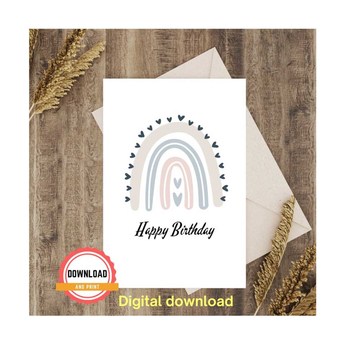 PRINTABLE Birthday Card Birthday Rainbow Card Instant Downlo - Inspire ...