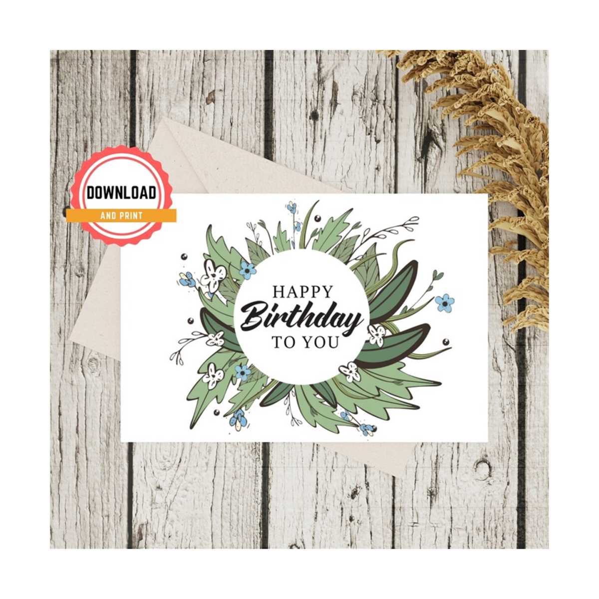 Happy Birthday Printable Card Instant Download JPG PDF Ca | Inspire Uplift